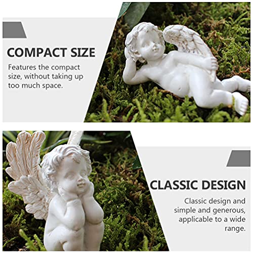 Toyvian 5pcs Decorative Angel Garden Stakes Miniature Resin Jupiter Angel Figurine Sculpture Small Memorial Statue for Potted Plants Fairy Garden Accessories