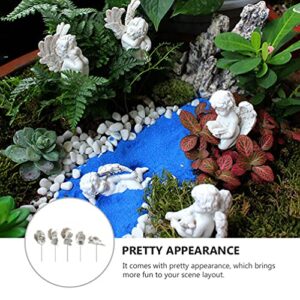 Toyvian 5pcs Decorative Angel Garden Stakes Miniature Resin Jupiter Angel Figurine Sculpture Small Memorial Statue for Potted Plants Fairy Garden Accessories