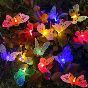 XVZ Outdoor Solar Garden String Lights, 12 LED Solar Butterfly String Lights,Waterproof IP65 and 8 Modes Decorative Lights for Bedroom Balcony Patio Backyards Christmas Holiday Wedding