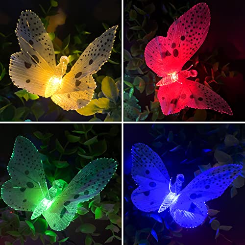 XVZ Outdoor Solar Garden String Lights, 12 LED Solar Butterfly String Lights,Waterproof IP65 and 8 Modes Decorative Lights for Bedroom Balcony Patio Backyards Christmas Holiday Wedding