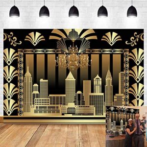 7x5ft the great gatsby photography backdrop roaring 20’s 20s themed backdrop vintage dance black gold art event decoration birthday wedding party decoration photo background booth banner supplies