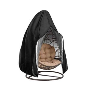 valinks patio egg chair cover with zipper buckle & drawstring, waterproof windproof anti-uv outdoor swing hanging chair cover for wicker egg swing, black