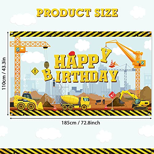 Construction Happy Birthday Backdrop Dump Truck Background Excavator Crane Birthday Party Banner Digger Excavator Truck Background Photography Studio Props Cake Table Boy Kids Birthday Decorations