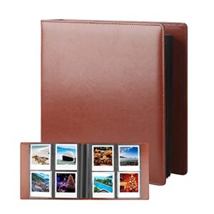 192 pockets photo album for fujifilm instax wide 300 camera, polaroid 600 i-type film album, extra large picture albums for polaroid now onestep2 onestep+ instant camera, pop lab print camera (brown)