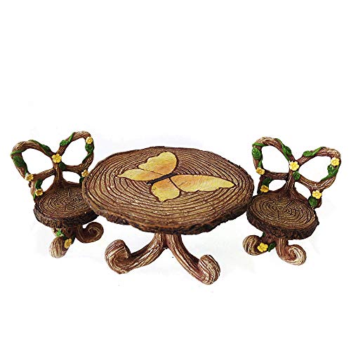 NW Wholesaler Fairy Garden Supply - Fairy Furniture - Butterfly Table & Chairs Set for Miniature Fairy Gardens