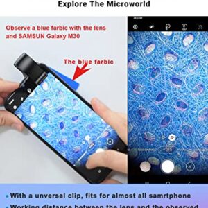 APEXEL Phone Microscope, Pocket Microscope iPhone Camera Lens Attachment Microscope 100X Microscopes With Universal Clip Fits for All Smartphone Portable Micro Loupe Lens for Kids Adults Trichome Coin