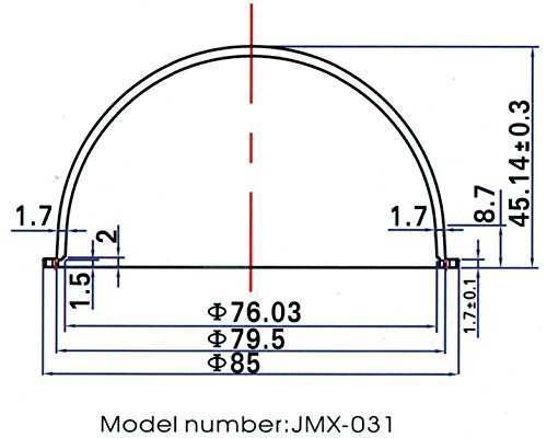 JMX Acrylic / PC CCTV Replacement Clear Camera Dome Cover Security Camera, 1080p ,Housing Pet Dog Fence Window Skylight Window (3.1 Inches, Transparent)