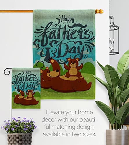 Beary Happy Father's Day Garden Flag - Family Dad Daddy Papa Grandpa Best Parent Sibling Relatives Grandparent - House Decoration Banner Small Yard Gift Double-Sided Made in USA 13 X 18.5