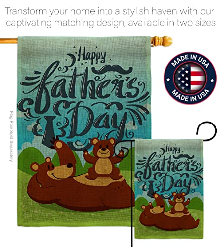 Beary Happy Father's Day Garden Flag - Family Dad Daddy Papa Grandpa Best Parent Sibling Relatives Grandparent - House Decoration Banner Small Yard Gift Double-Sided Made in USA 13 X 18.5