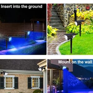 COCOMOX Solar Spot Lights Outdoor, 700 Lumens Blue Solar Powered Garden Lights Outdoor IP67 Waterproof Landscape Lighting Super Bright 2-in-1 3 Modes Spotlight for Yard Driveway Flag 2 Pack