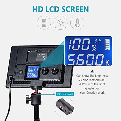 ULANZI LED Key Light Desktop, Professional Streaming Studio Panel Dimmable Bi-Color LED Video Light with LCD Screen and 28" Extend Stand, 3200-5600K CRI>95 Photography Lighting for Live Broadcast