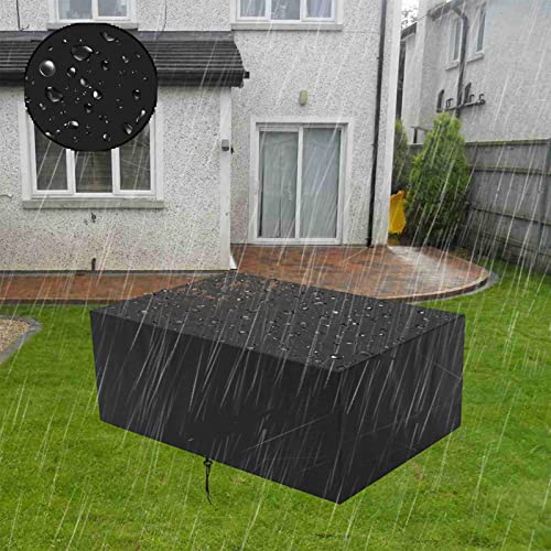 SCNSYL Garden Furniture Covers with Air Vent 71x47x29in, Waterproof Windproof,Heavy Duty RipProof 420D Oxford Fabric Large Patio Set Cover, Square/Rectangular Black