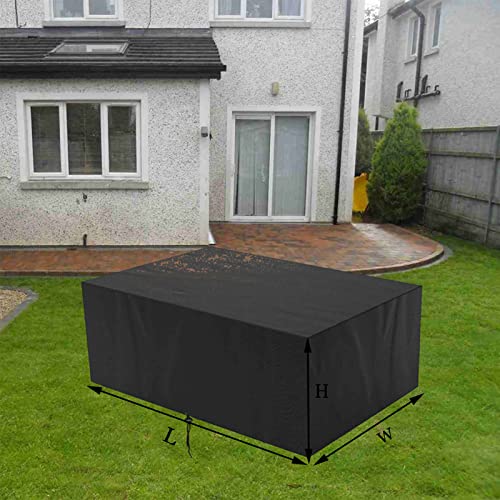 SCNSYL Garden Furniture Covers with Air Vent 71x47x29in, Waterproof Windproof,Heavy Duty RipProof 420D Oxford Fabric Large Patio Set Cover, Square/Rectangular Black