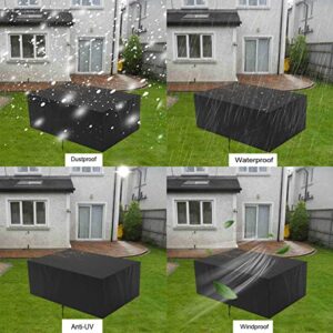 SCNSYL Garden Furniture Covers with Air Vent 71x47x29in, Waterproof Windproof,Heavy Duty RipProof 420D Oxford Fabric Large Patio Set Cover, Square/Rectangular Black