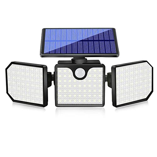 Aolyty Solar Motion Sensor Lights, IP65 Waterproof Solar Strobe Light Wall Lights Solar Security Lights Bright White Light/Red & Blue Light Flashing for Garden Patio Yard Front Door