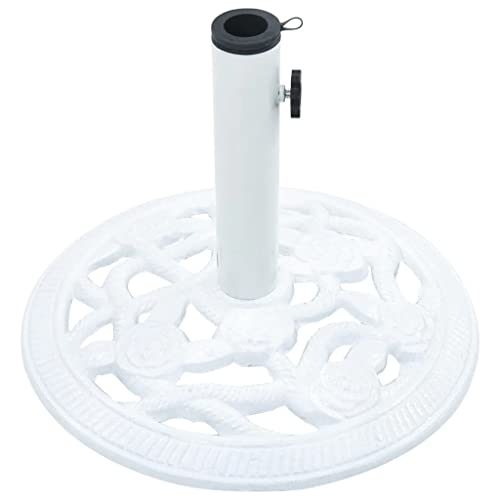 vidaXL Umbrella Base Umbrella Stand Parasol Base Holder Accessory Outdoor Garden Terrance Backyard Patio White 19.8 lb 15.7" Cast Iron