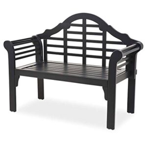 Plow & Hearth 62A79-BK Lutyens Eucalyptus Wood Garden Bench, Black