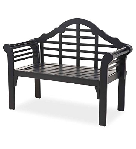 Plow & Hearth 62A79-BK Lutyens Eucalyptus Wood Garden Bench, Black