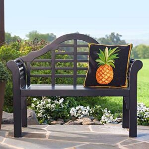 Plow & Hearth 62A79-BK Lutyens Eucalyptus Wood Garden Bench, Black