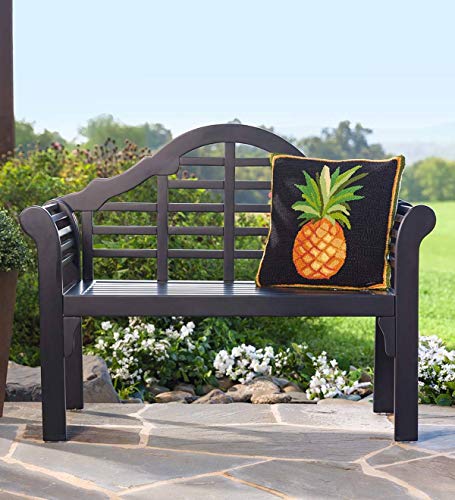 Plow & Hearth 62A79-BK Lutyens Eucalyptus Wood Garden Bench, Black