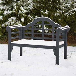 Plow & Hearth 62A79-BK Lutyens Eucalyptus Wood Garden Bench, Black