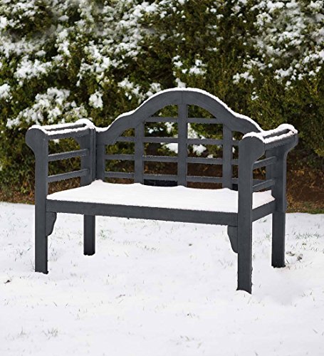 Plow & Hearth 62A79-BK Lutyens Eucalyptus Wood Garden Bench, Black