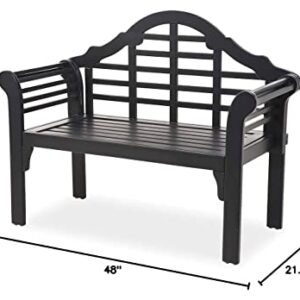 Plow & Hearth 62A79-BK Lutyens Eucalyptus Wood Garden Bench, Black