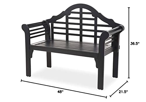 Plow & Hearth 62A79-BK Lutyens Eucalyptus Wood Garden Bench, Black