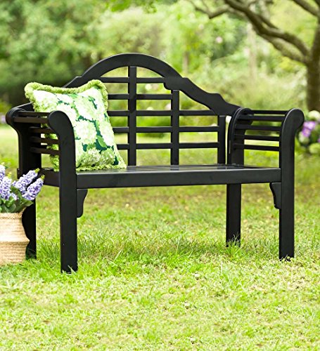 Plow & Hearth 62A79-BK Lutyens Eucalyptus Wood Garden Bench, Black