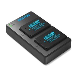 beston 2-pack lp-e12 battery pack and rapid usb charger for canon eos m m2 m10, m50, m50 mark ii, m100 m200, rebel sl1, powershot sx70 hs cameras