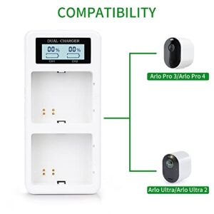 Battery Charger Station for Arlo Pro 3/Pro 4 & Arlo Ultra/Ultra 2, Digital LED Screen Dual Charging Station for Arlo Battery Only (No Batteries)