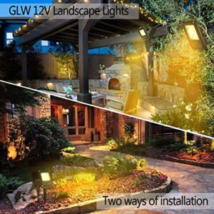 GLW 10W LED Landscape Lights 12V Low Voltage Outdoor Spotlights Warm White 3000K IP65 Waterproof with Spike Stand for Garden,Yard,Deck,Step [4 Pack]