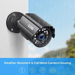 ZOSI 2.0MP 1080P HD 1920TVL Security Camera Hybrid 4-in-1 TVI/CVI/AHD/960H CVBS CCTV Camera Outdoor Indoor,80ft IR Night Vision,Weatherproof Bullet Camera For analog Surveillance DVR(Black)