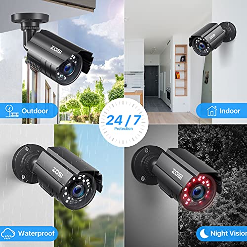 ZOSI 2.0MP 1080P HD 1920TVL Security Camera Hybrid 4-in-1 TVI/CVI/AHD/960H CVBS CCTV Camera Outdoor Indoor,80ft IR Night Vision,Weatherproof Bullet Camera For analog Surveillance DVR(Black)