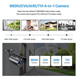 ZOSI 2.0MP 1080P HD 1920TVL Security Camera Hybrid 4-in-1 TVI/CVI/AHD/960H CVBS CCTV Camera Outdoor Indoor,80ft IR Night Vision,Weatherproof Bullet Camera For analog Surveillance DVR(Black)