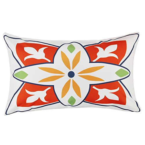 Pyonic Outdoor Lumber Pillow Covers Waterproof Throw Pillow Covers for Patio Furniture Decorative Boho Pillow Case 12x20 Floral Printed for Patio Tent Couch Garden Set of 4,Orange