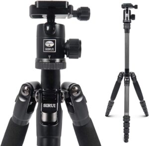 sirui carbon fiber travel 5c tripod 54.3 inches lightweight portable camera tripod with ball head and arca swiss plate load capacity up to 4kg