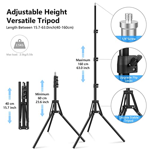 QEUOOIY 2 Packs RGB LED Video Light with Adjustable Tripod Stand/White Filters, Dimmable 2500-6500K USB Video Conference Lighting Kit for YouTube Photography/Game Zoom Live, Streaming,TikTok, 1.6M