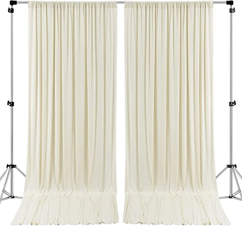 AK TRADING CO. 10 feet x 10 feet Polyester Backdrop Drapes Curtains Panels with Rod Pockets - Wedding Ceremony Party Home Window Decorations - Ivory