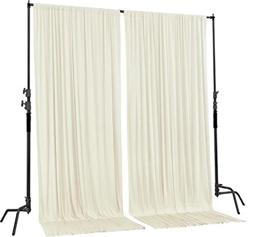 AK TRADING CO. 10 feet x 10 feet Polyester Backdrop Drapes Curtains Panels with Rod Pockets - Wedding Ceremony Party Home Window Decorations - Ivory