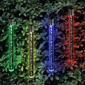 exhart 4pk solar hanging suspended bubble sticks, color changing leds fun outdoor décor, 4pc, 1″x10″