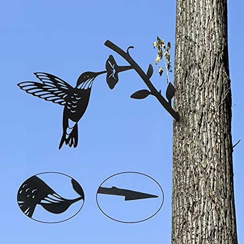 Steel Hummingbird Metal Bird Decoration, 1.2mm Thick Design Metal Birds Yard Decor Hummingbird Silhouette Garden Decor, Tree Art for Patio Outdoor Decorations