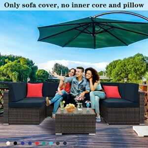 Qaworci Outdoor Cushion Slipcovers, Waterproof Patio Cushion Covers Replacement, Washable Patio Cushion Covers, Cushion Covers for Patio Furniture with Zipper (Blue)