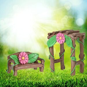 Robkea Fairy Garden, Fairy Garden Miniatures Fairy Garden Accessories Bench & Arch