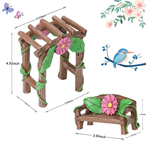 Robkea Fairy Garden, Fairy Garden Miniatures Fairy Garden Accessories Bench & Arch