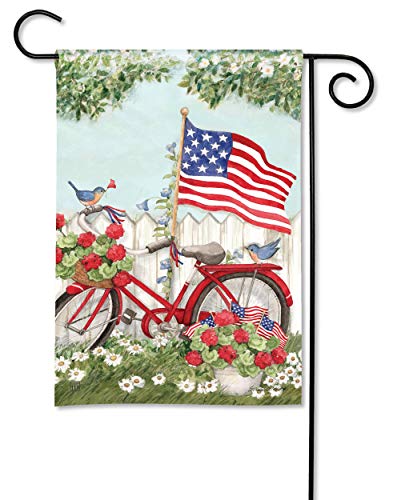 BreezeArt - Patriotic Bike Decorative Garden Flag 12x18 inch - Premium Quality SolarSilk - Made in the USA by Studio-M