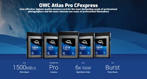 OWC 512GB Atlas Pro High-Performance CFexpress Type B Memory Card, Professional Grade, up to 1500MB/s Write,1700MB/s Read, Capture up to 6K high bitrate Video