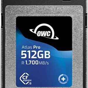 OWC 512GB Atlas Pro High-Performance CFexpress Type B Memory Card, Professional Grade, up to 1500MB/s Write,1700MB/s Read, Capture up to 6K high bitrate Video