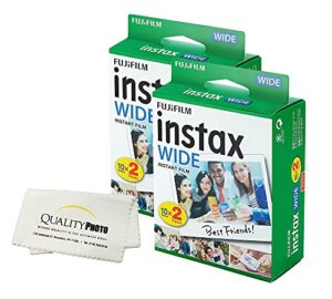 fujifilm instax wide instant film for fujifilm instax wide 300, 200, and 210 cameras w/microfiber cloth by quality photo (40 exposures)