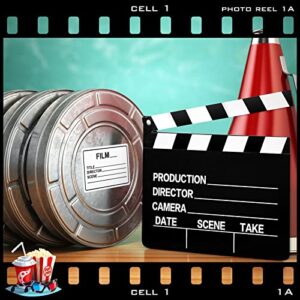 Movie Film Clap Board Halloween Party Props 7 x 8 Inch Cardboard Movie Clapboard Movie Directors Clapper Writable Cut Action Scene Board Movie Night Centerpiece for Movies Films Photo Props (20 Pcs)